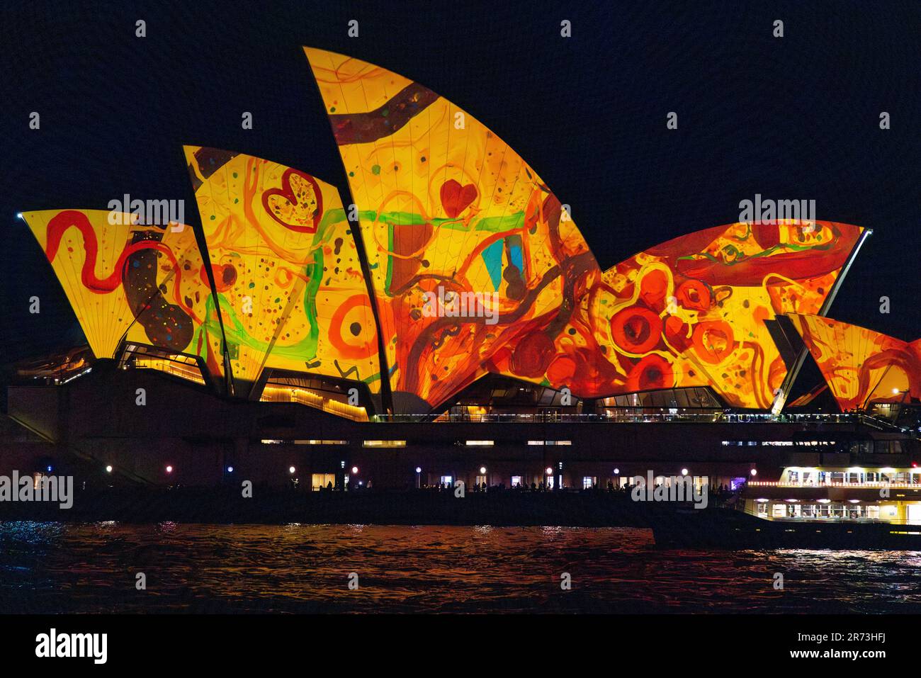 VIVID Sydney 2023. Light show and lighting of the sails of the Opera House in Sydney Harbour ...