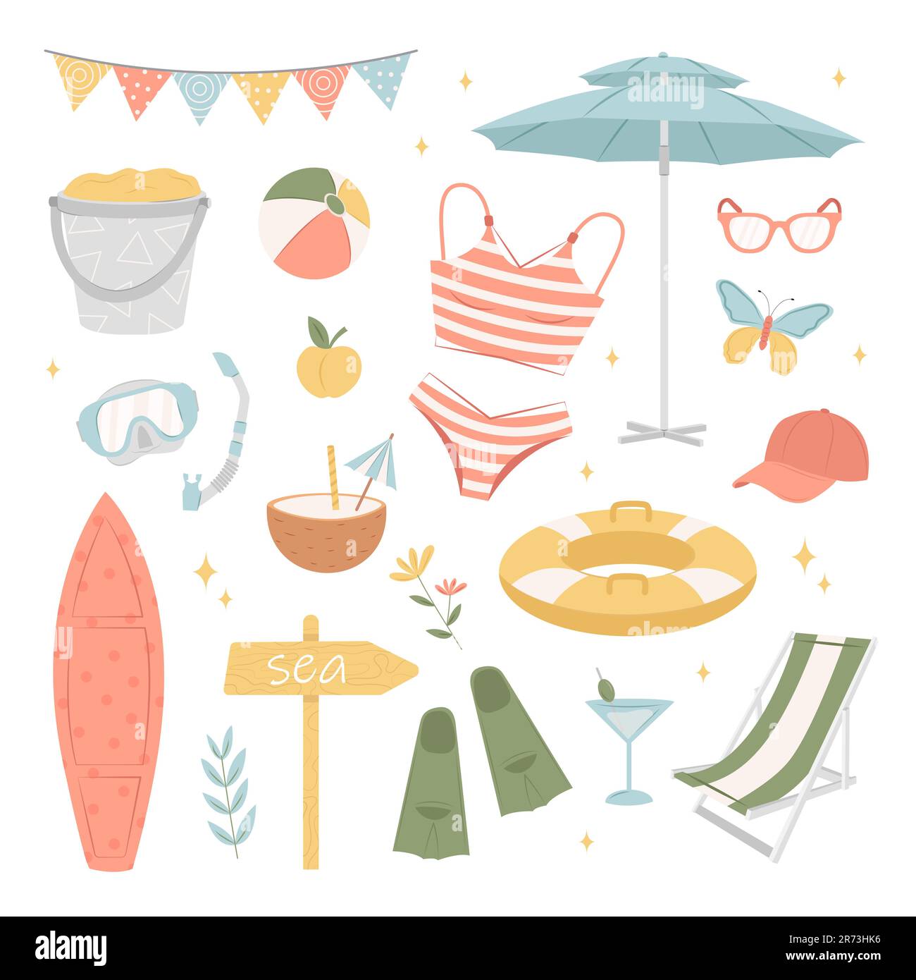 Collection of summer beach elements Stock Vector Image & Art - Alamy