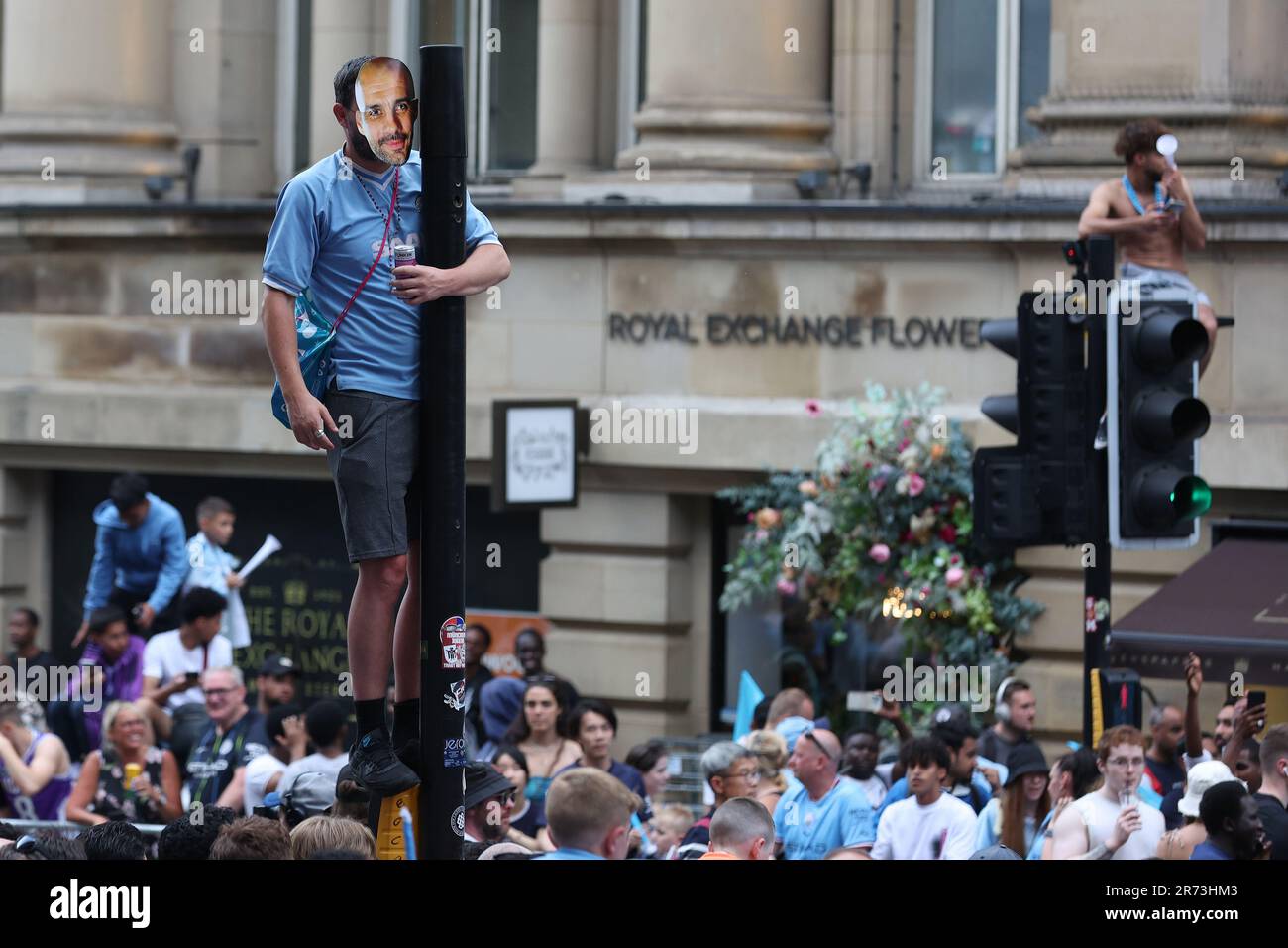 Manchester, UK. 12th June, 2023. A Manchester City fan wearing a Pep ...