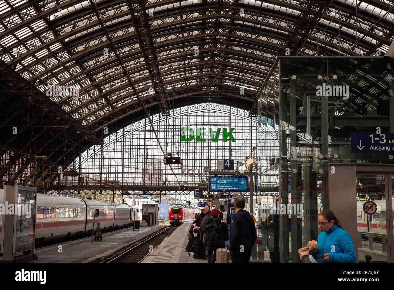 Picture of a suburban train of Koln S Bahn entering the train station ...