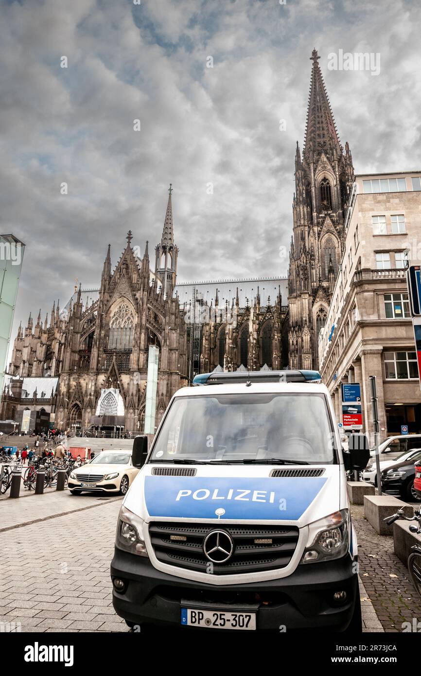 Picture of german federal police cars in front of the cathedral of ...
