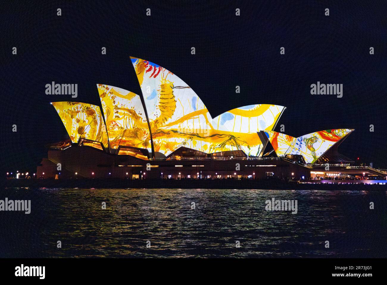 VIVID Sydney 2023. Light show and lighting of the sails of the Opera House in Sydney Harbour ...
