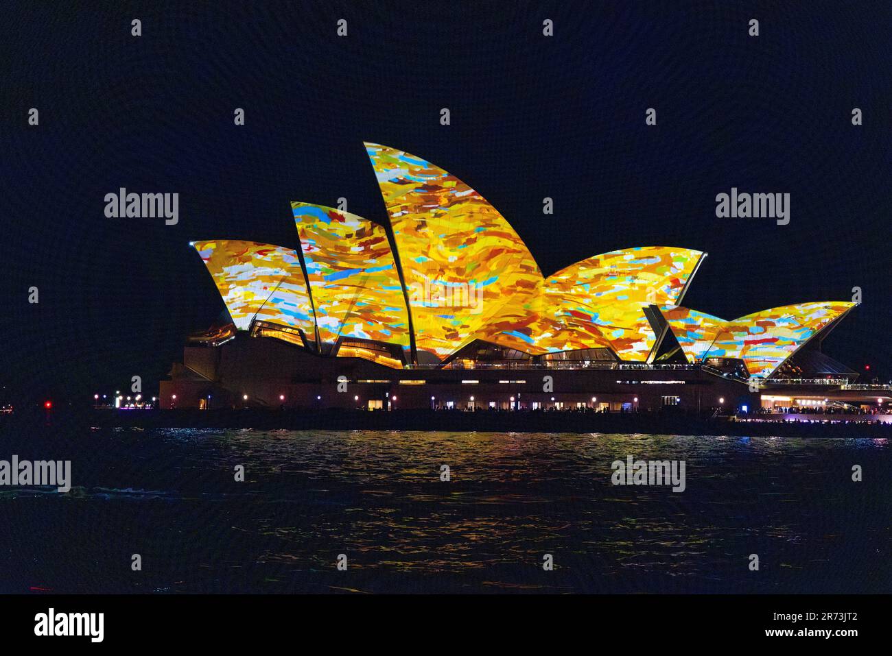 VIVID Sydney 2023. Light show and lighting of the sails of the Opera House in Sydney Harbour ...