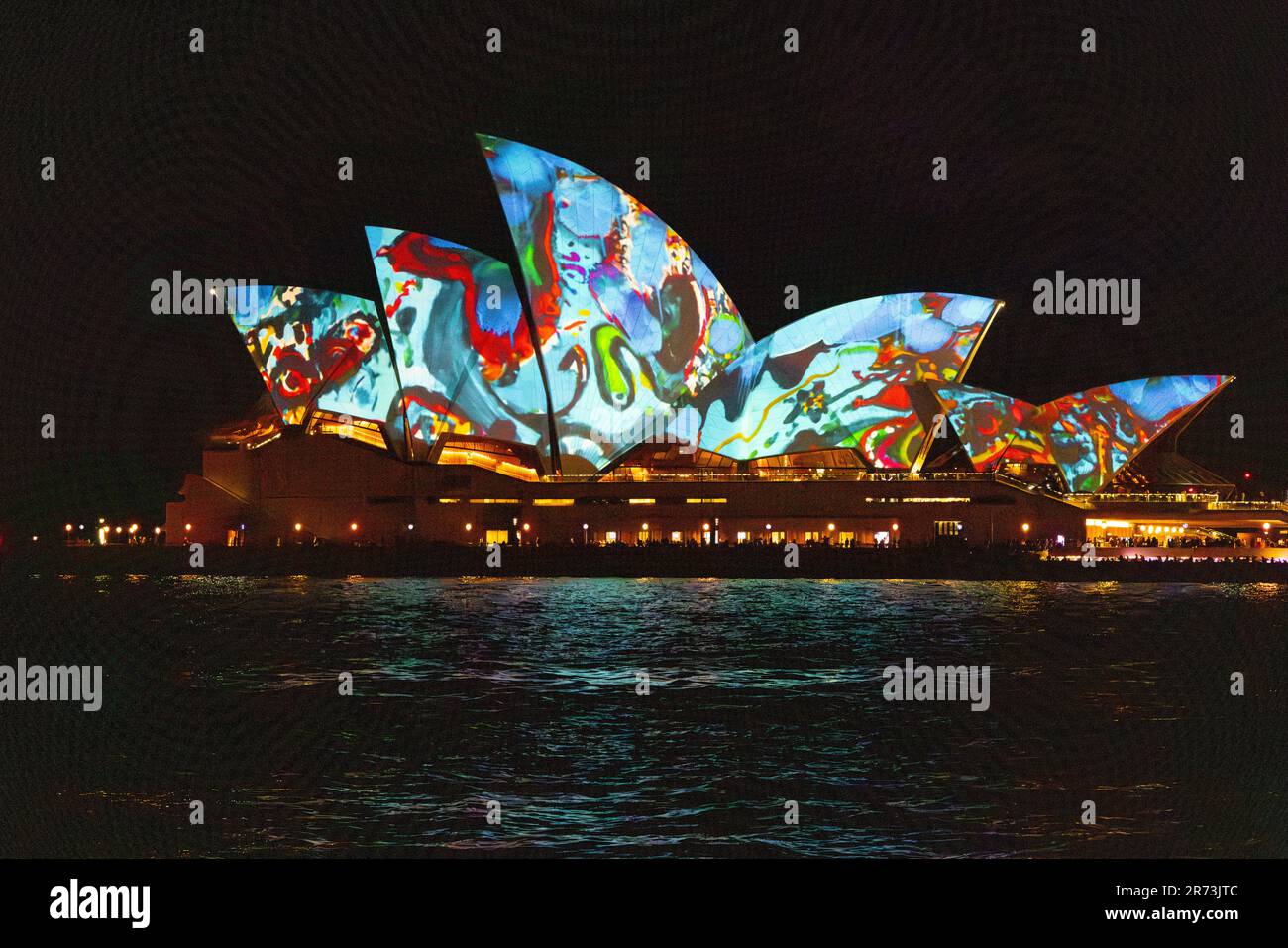 VIVID Sydney 2023. Light show and lighting of the sails of the Opera House in Sydney Harbour ...