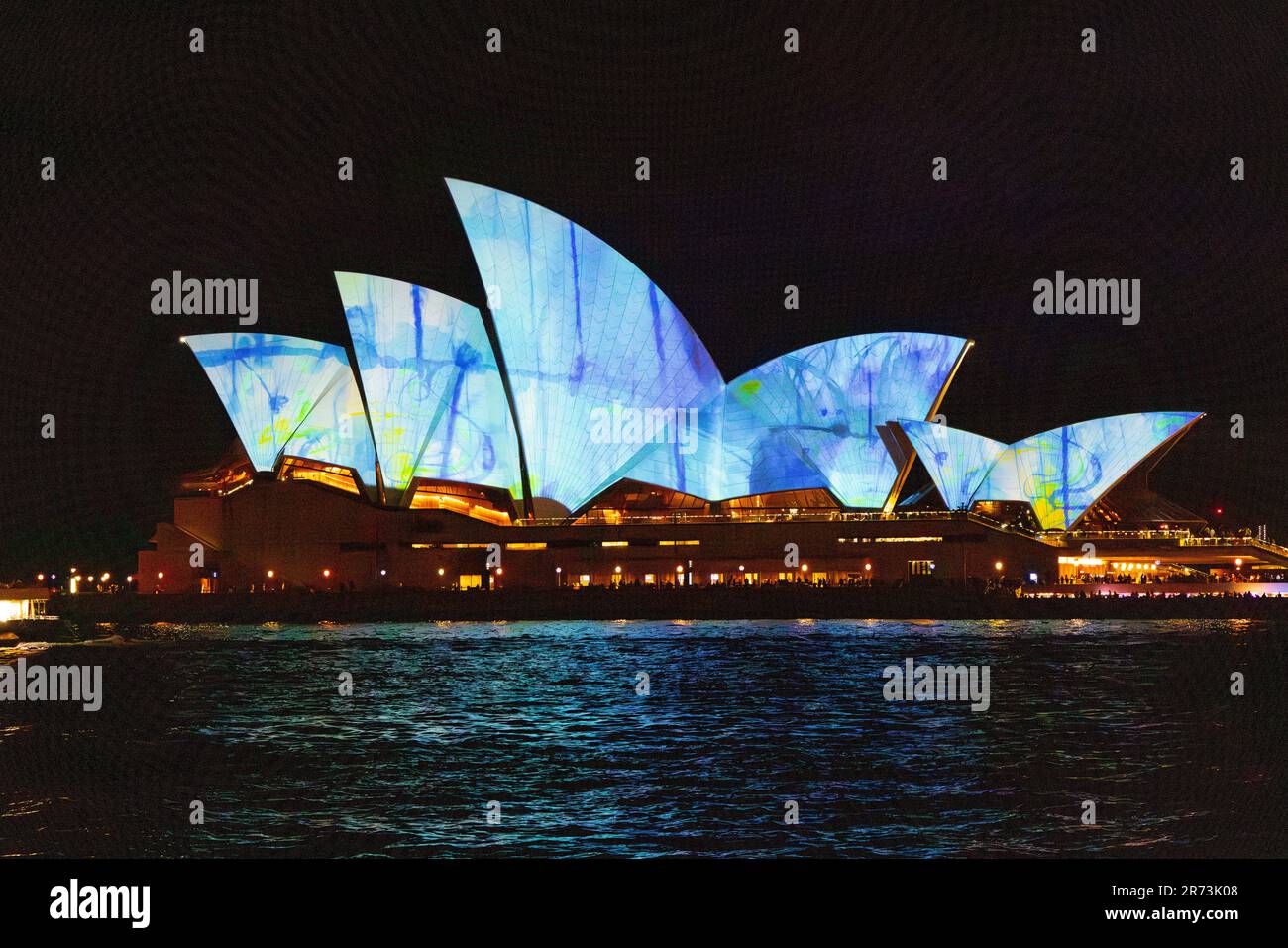 VIVID Sydney 2023. Light show and lighting of the sails of the Opera House in Sydney Harbour ...