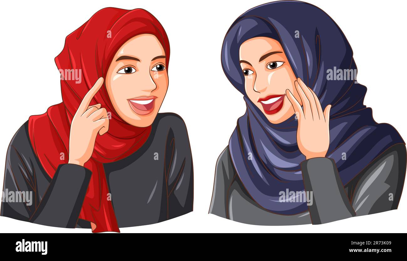 Happy muslim woman wearing hijab friends illustration Stock Vector ...