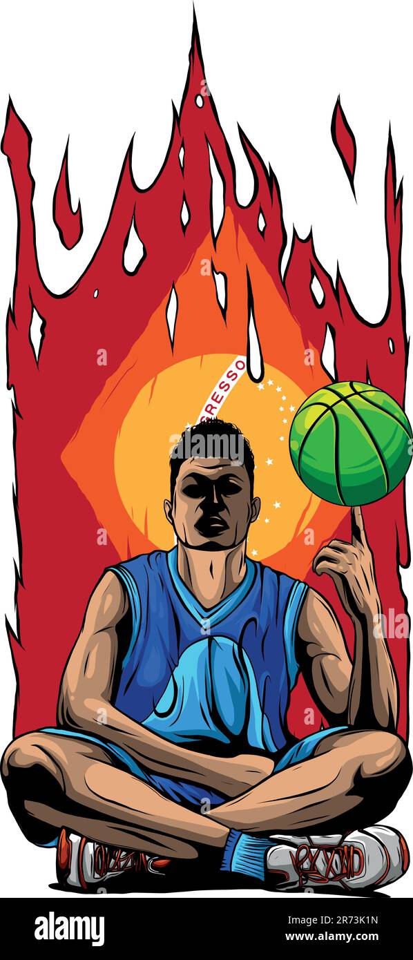 vector basketball player, ball on white background Stock Vector Image ...