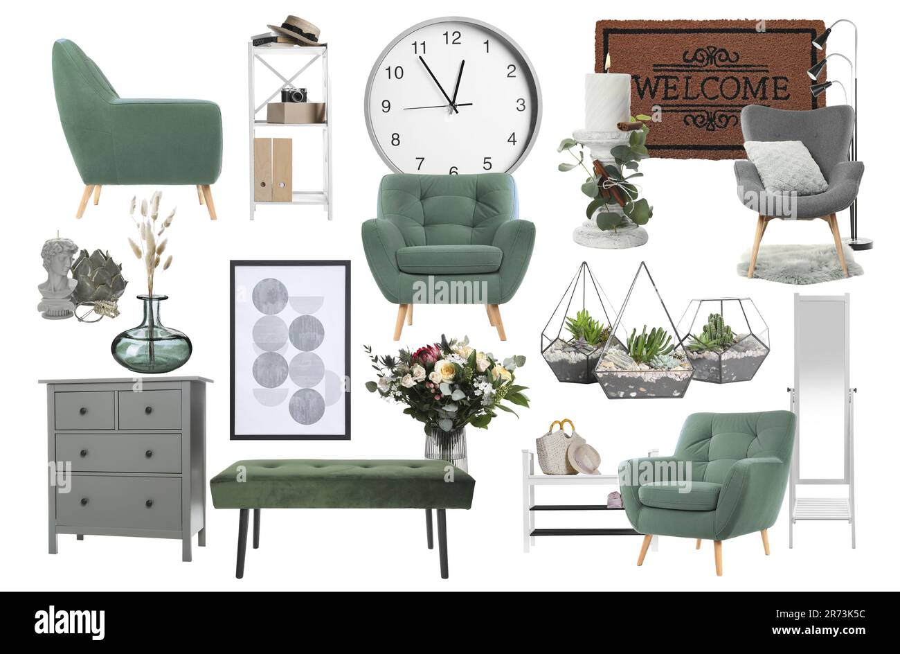 Interior design. Collage with different combinable furniture and ...