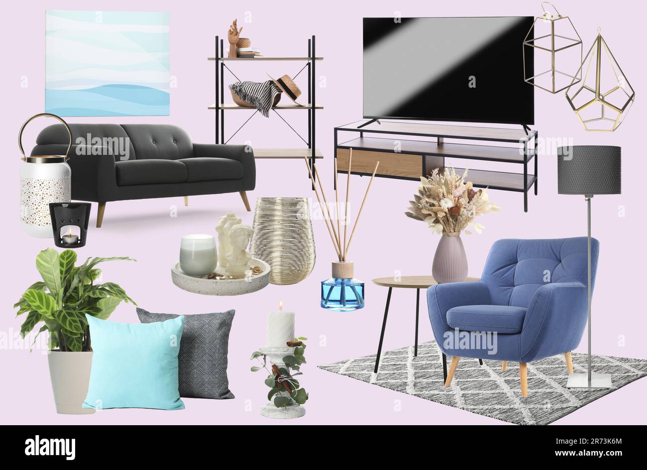 Living room interior design. Collage with different combinable ...