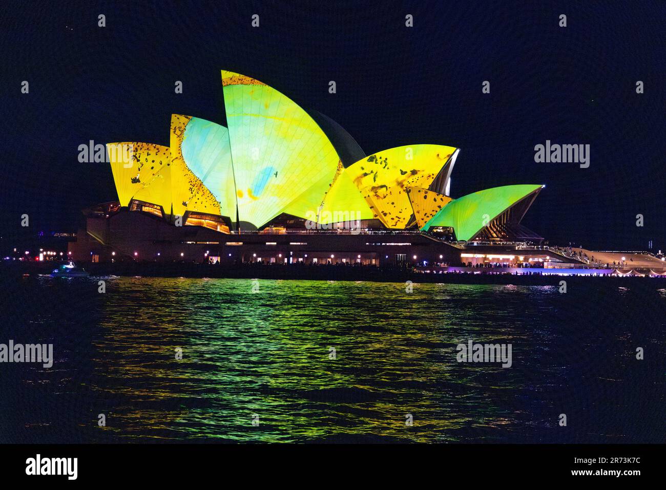 VIVID Sydney 2023. Light show and lighting of the sails of the Opera House in Sydney Harbour ...