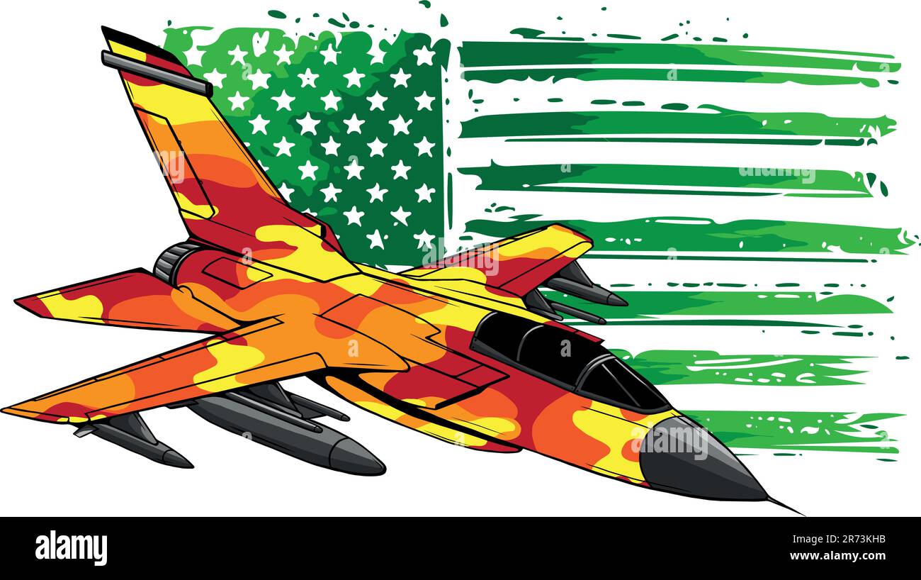 Vector illustration of Cartoon Military Jet Fighter Plane Stock Vector ...