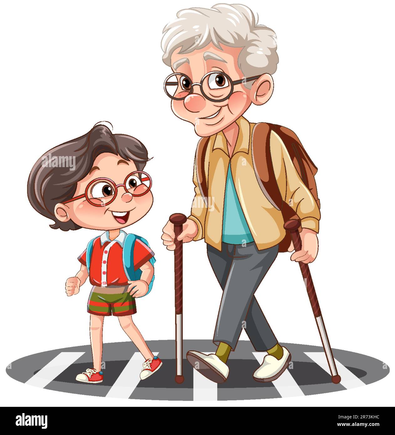 Children Helping Elderly Clipart