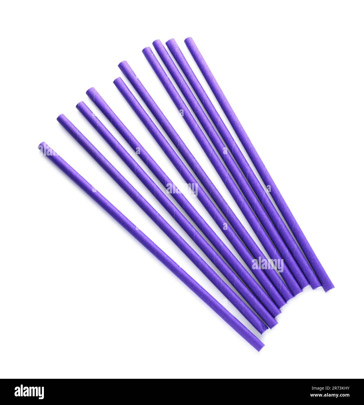 Purple paper cocktail straws on white background, top view Stock Photo ...