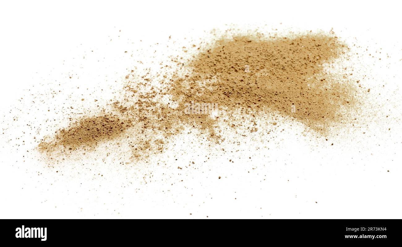 Pile of brown dust scattered on white background Stock Photo - Alamy