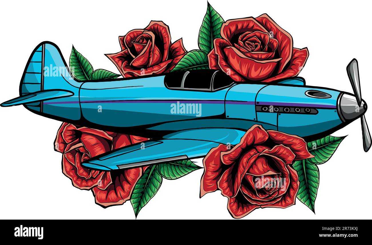 Vector illustration of old fighter plane design Stock Vector Image ...