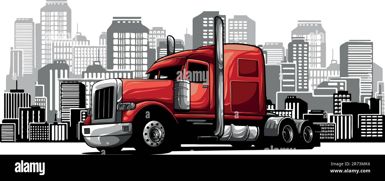 draw semi truck vehicle vector illustration design Stock Vector Image ...