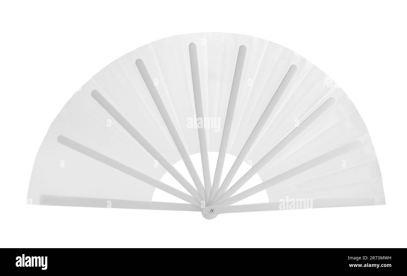 Opened light hand fan isolated on white Stock Photo - Alamy