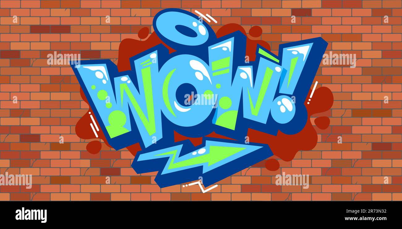 Abstract Colorful Urban Brick Wall With Graffiti Street Art Word ...
