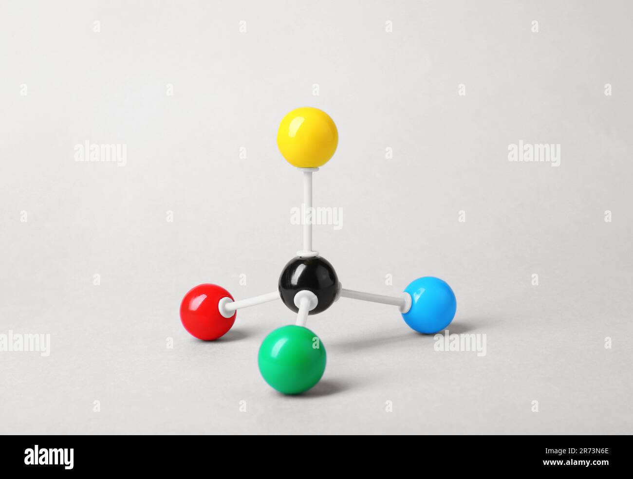 Molecular atom model on light grey background. Chemical structure Stock ...
