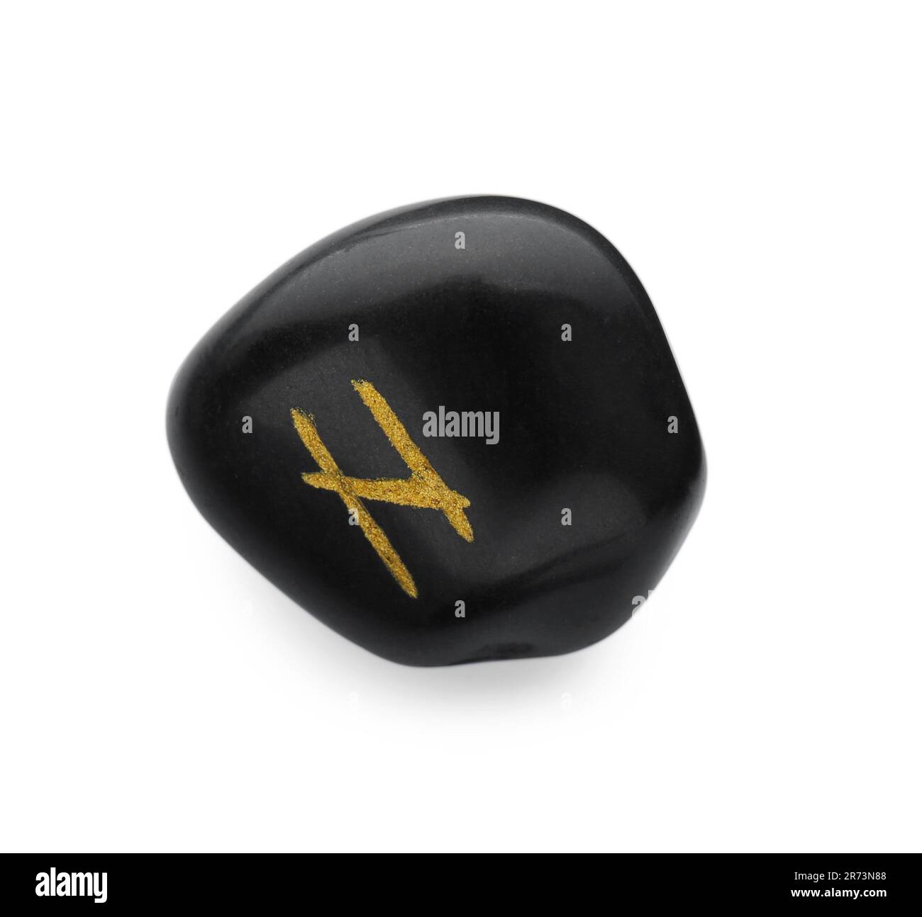 Black stone rune Hagalaz isolated on white Stock Photo - Alamy