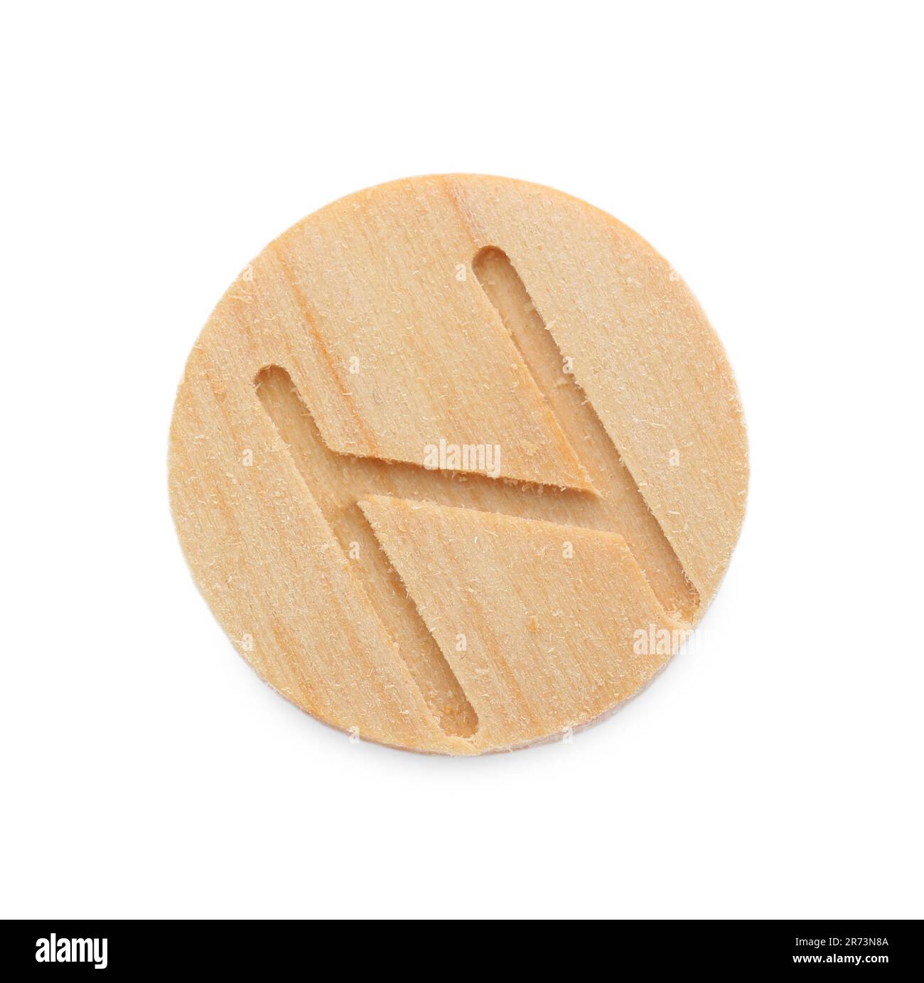 Wooden rune Hagalaz isolated on white, top view Stock Photo - Alamy