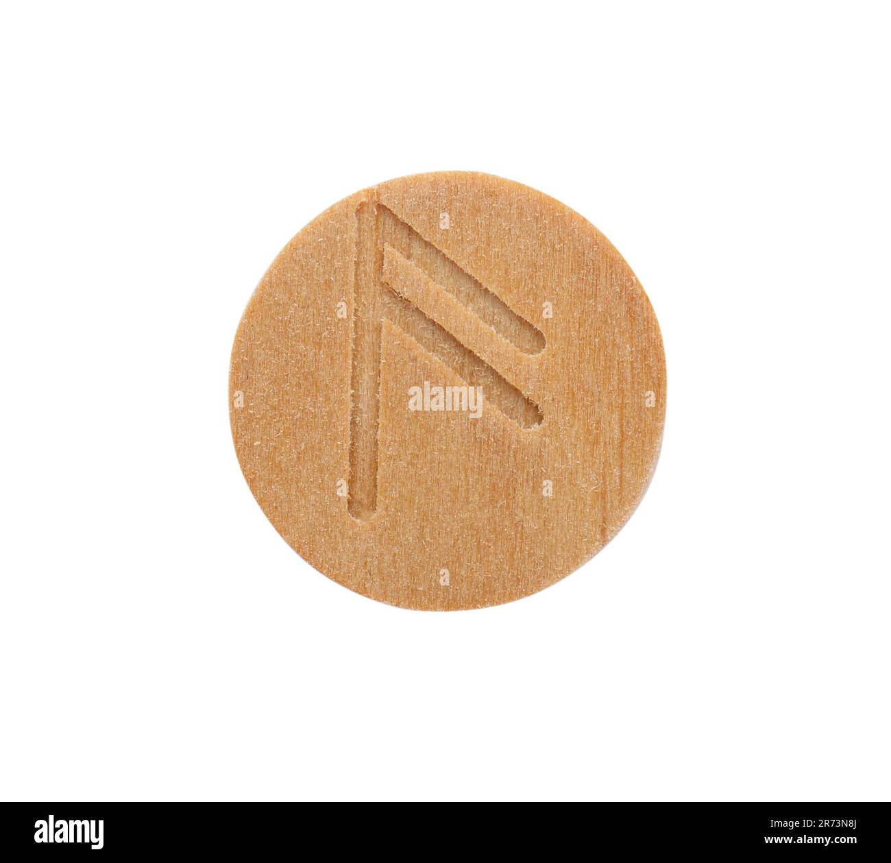 Wooden rune Ansuz isolated on white, top view Stock Photo - Alamy