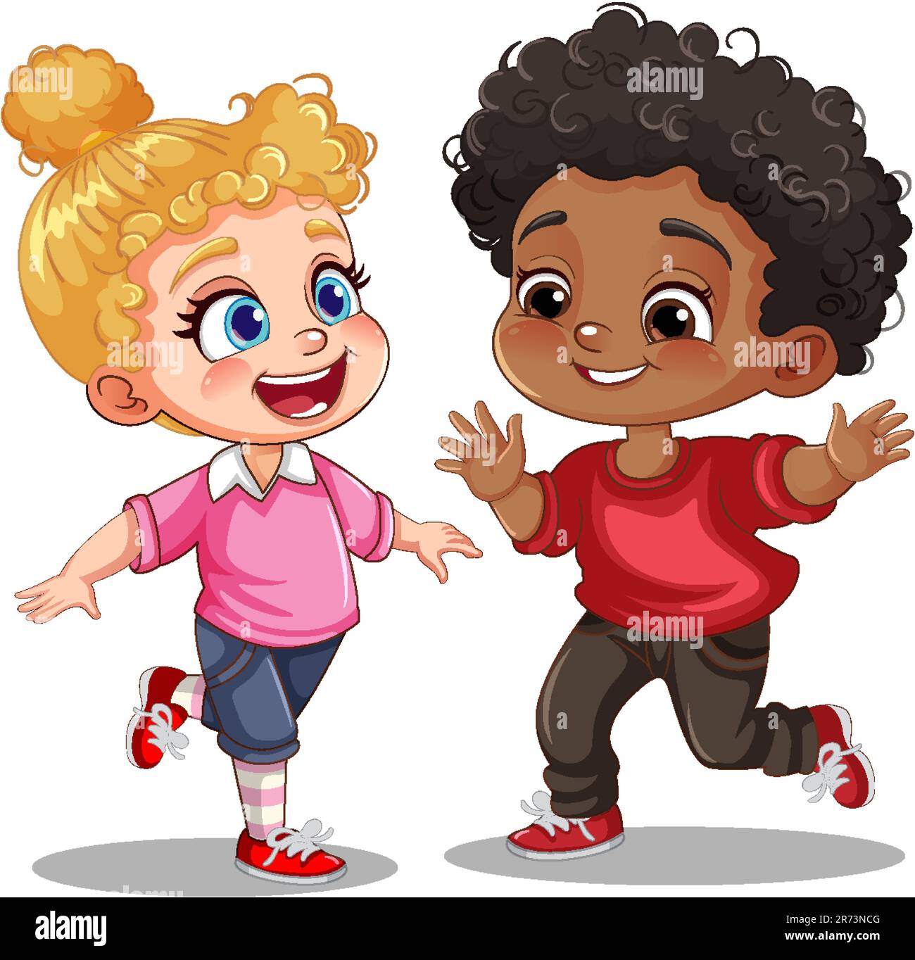 Kids Different Races Dancing Together illustration Stock Vector Image ...