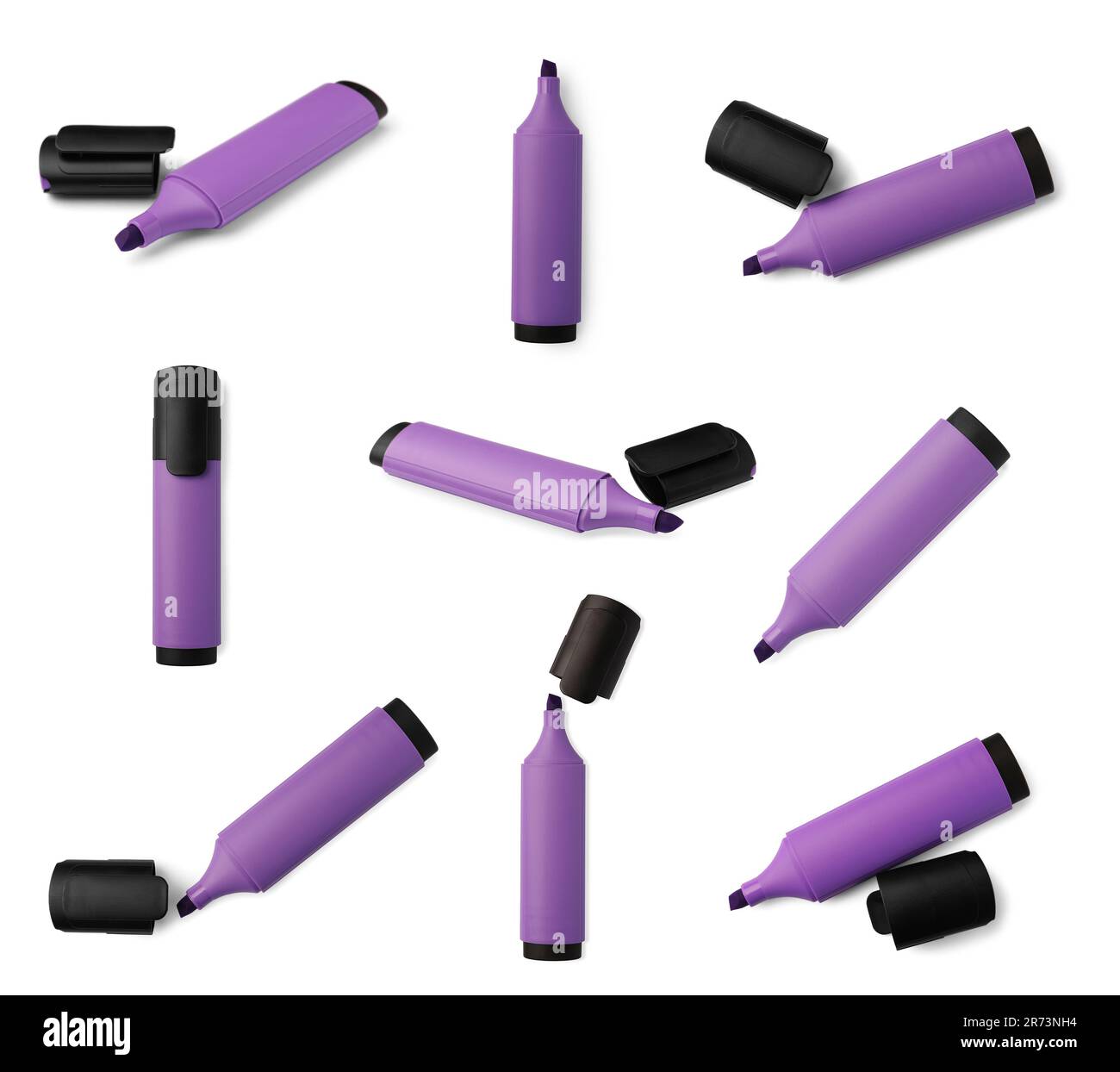 Collage with violet marker on white background Stock Photo - Alamy