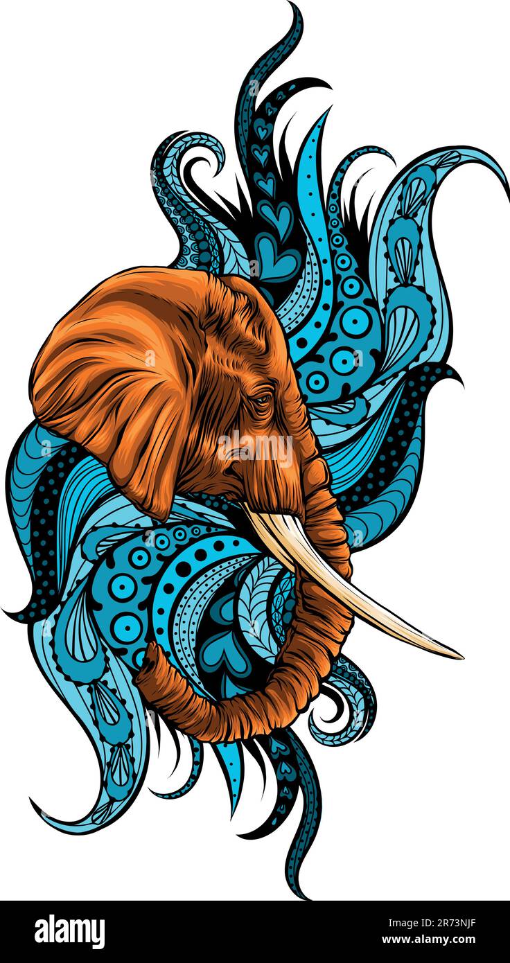 vector illustration of Elephant head digital draw Stock Vector Image ...