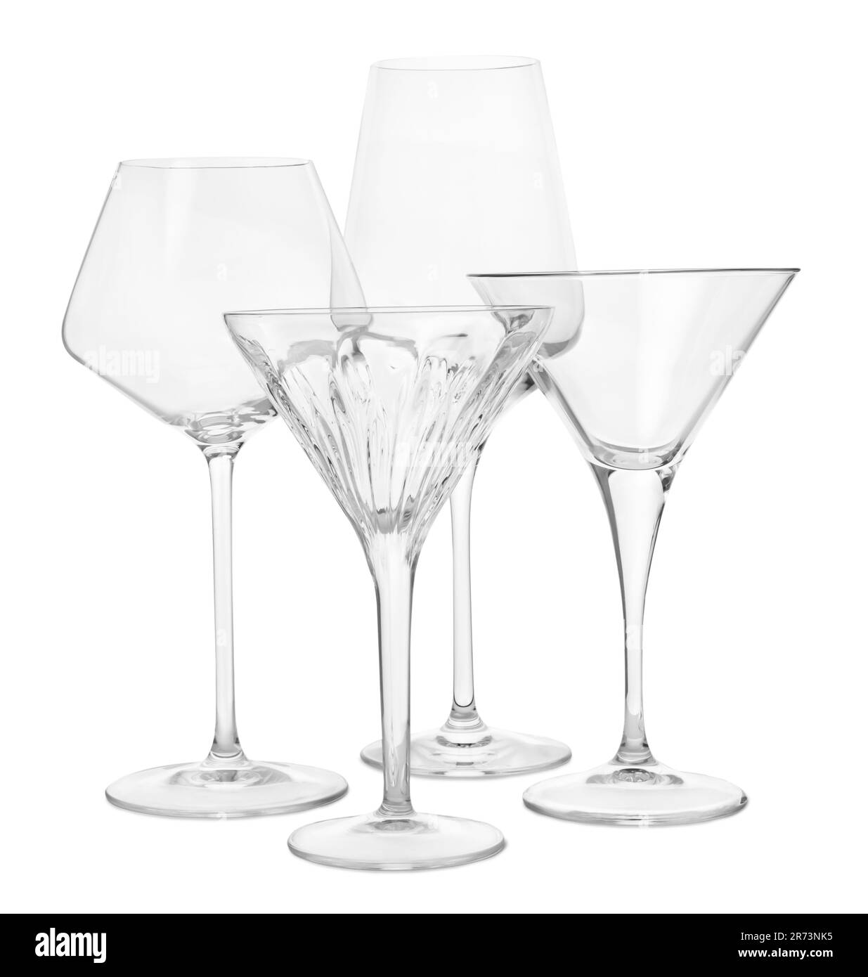 Different elegant empty glasses isolated on white Stock Photo - Alamy