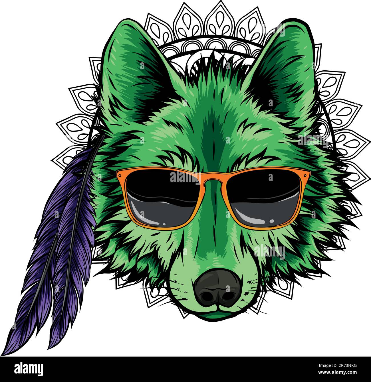 colored wolf head mascotn vector illustration design Stock Vector Image ...