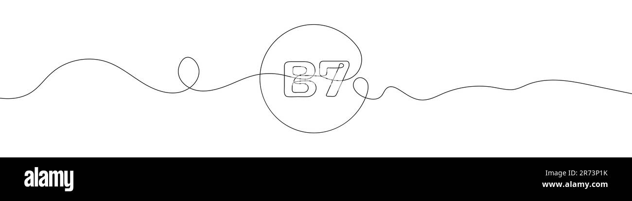 Continuous linear drawing of B7 vitamin symbol. Single line drawing of ...