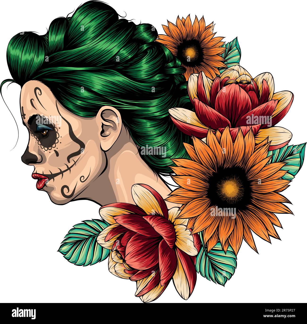 Female skeleton painting Stock Vector Images - Alamy