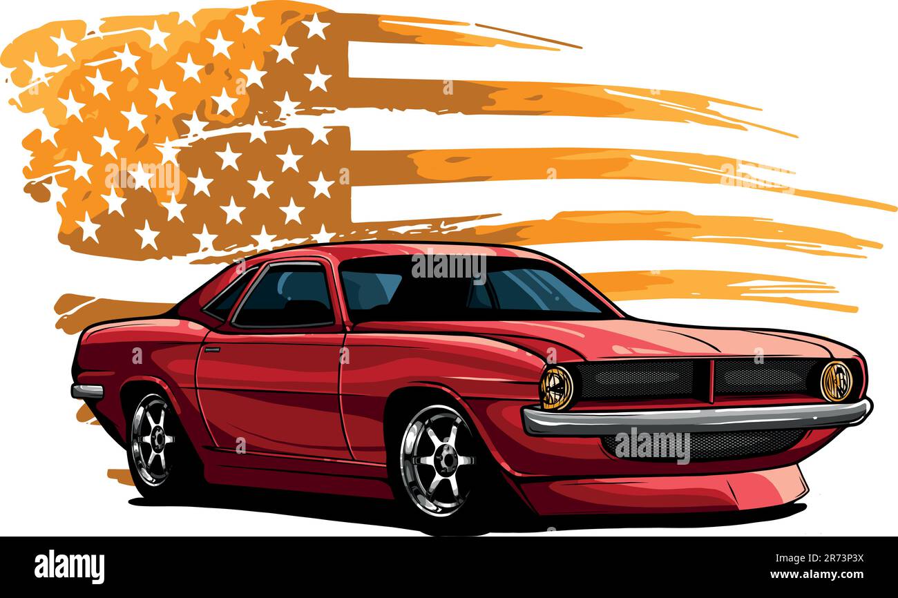 hand draw of Muscle car vector illustration design Stock Vector Image ...