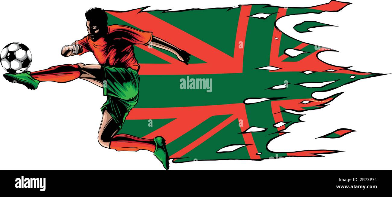 Soccer Player Kicking Ball Vector. Football Player Vector Illustration ...