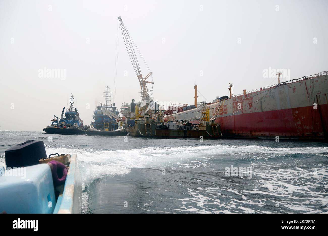 Hodeidah, Yemen. 12th June, 2023. Engineering ships chartered by the ...