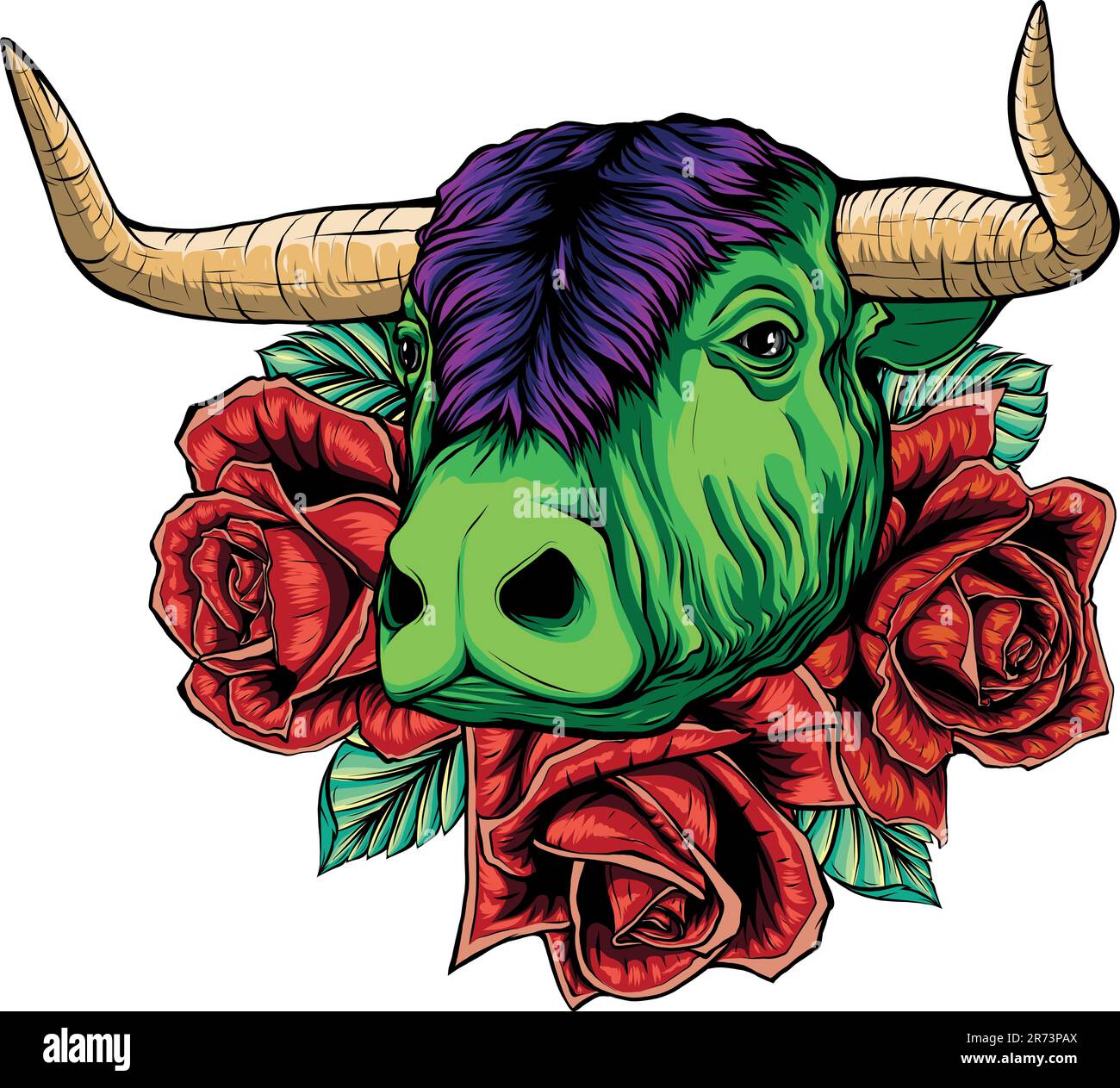 vector illustration of head bull colored design Stock Vector Image ...