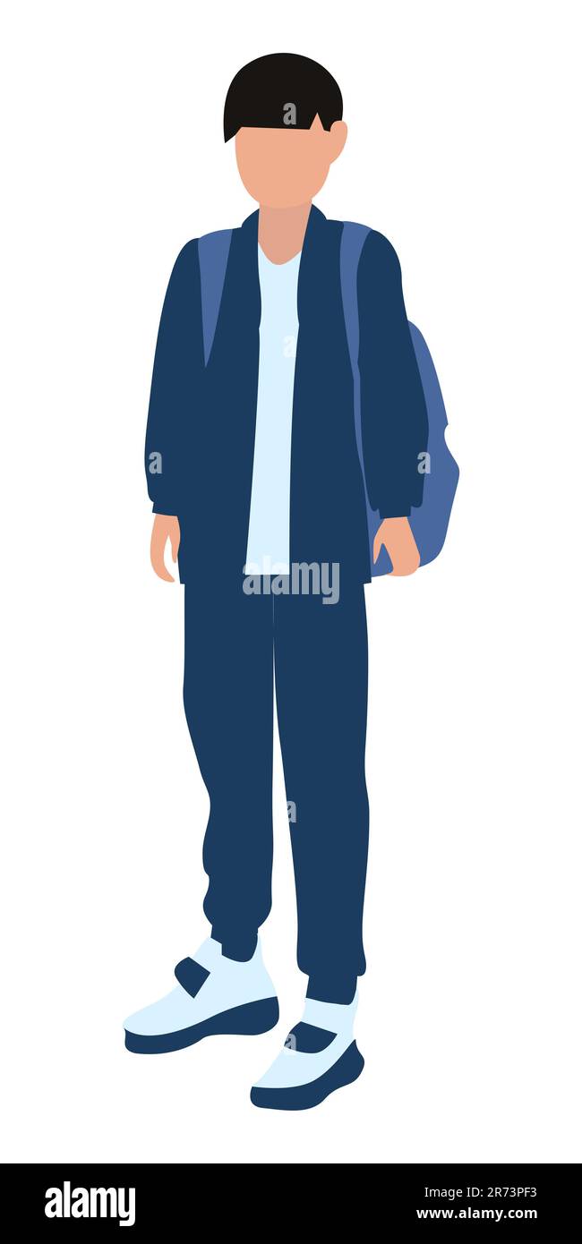 Teenager portrait full height Boy faceless illustration Design element ...