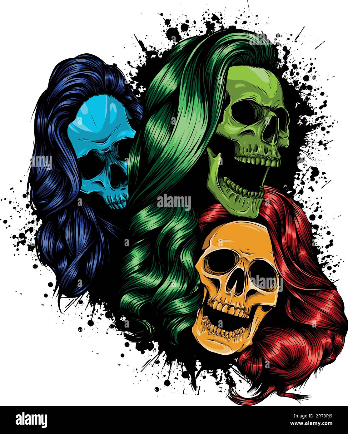 colored draw of human skull vector illustration design Stock Vector ...