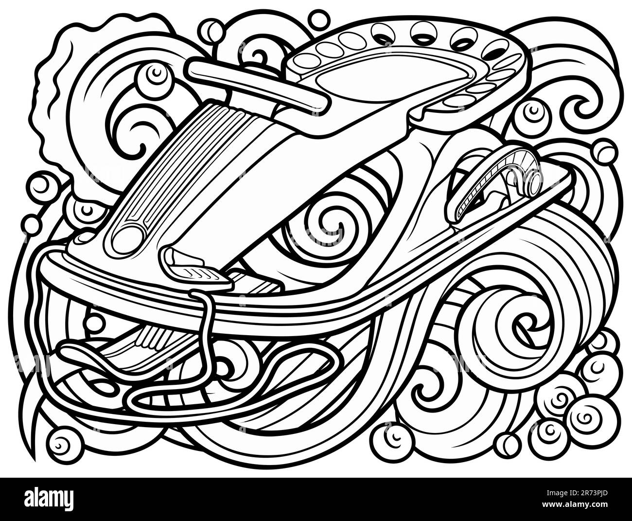 Cartoon cute doodle hand drawn sled illustration. Winter amusement ...