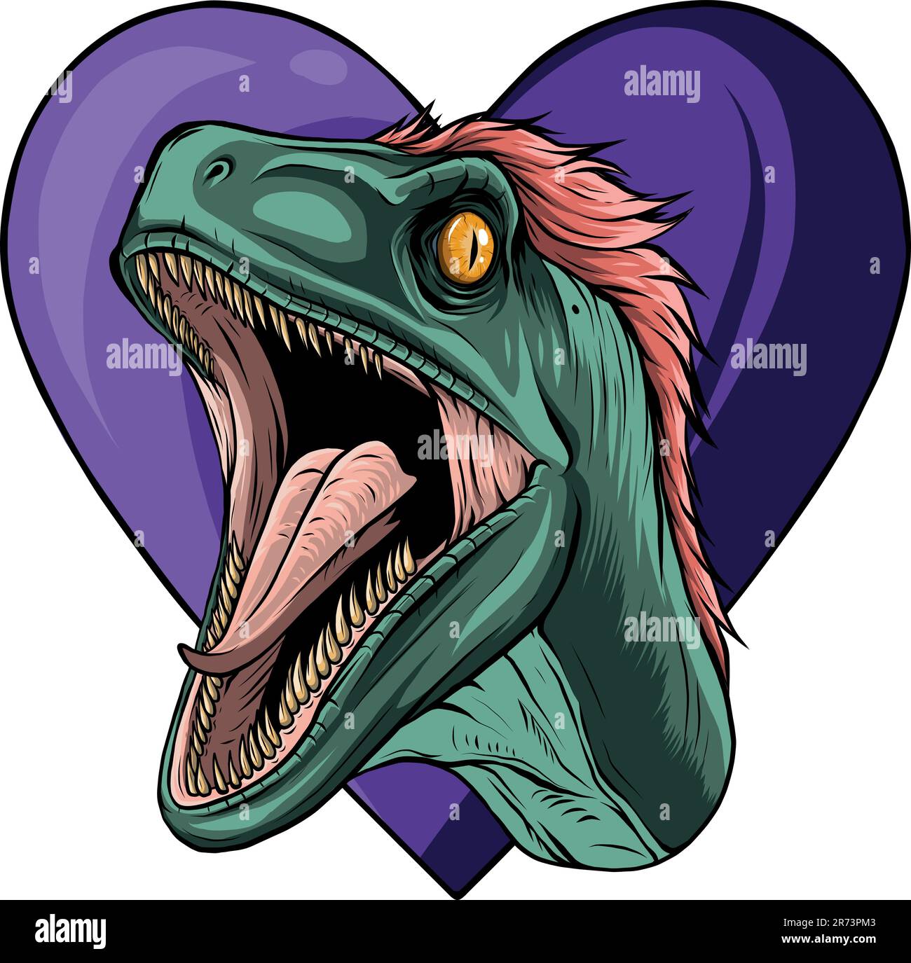 Velociraptor Dinosaur Vector Illustration On White Background Stock