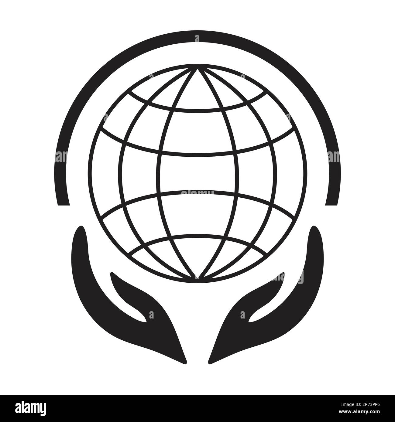 Globe and hands vector icon design. World and hand flat icon Stock ...