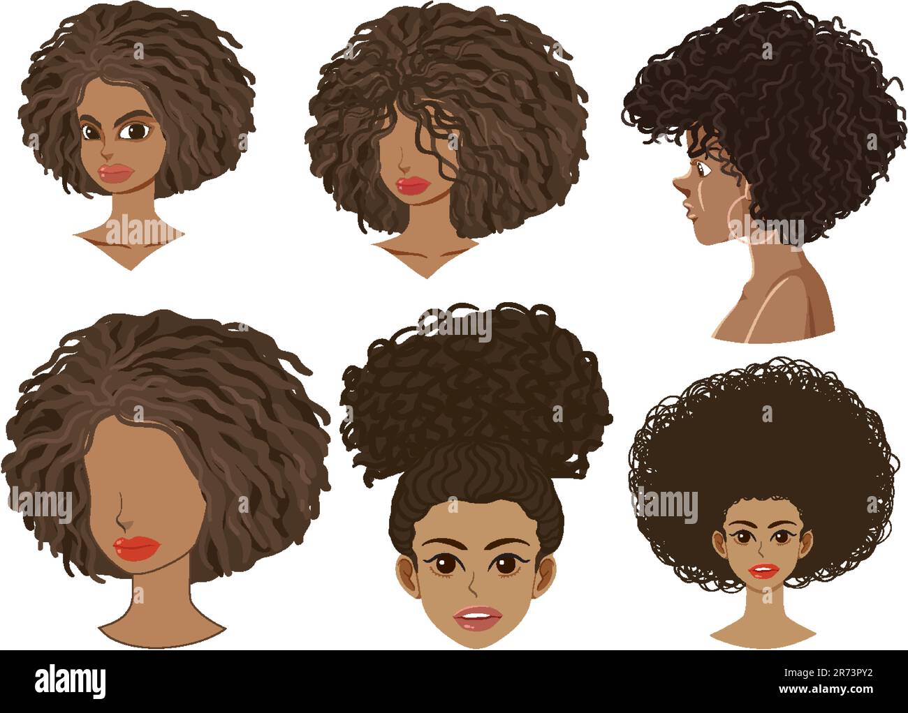 Set of mix afro hair illustration Stock Vector Image & Art - Alamy