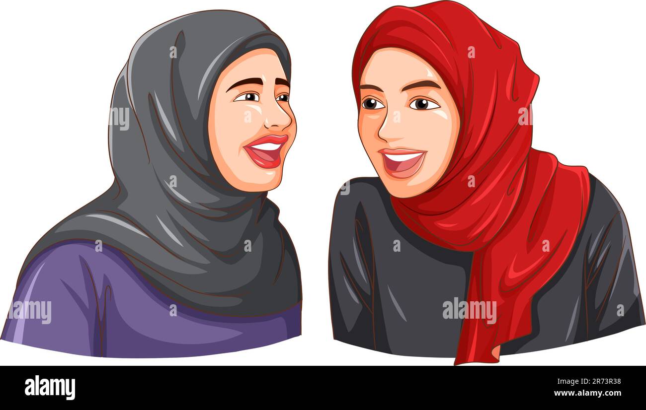 Happy muslim woman wearing hijab friends illustration Stock Vector ...