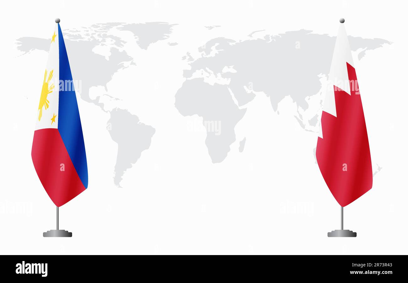 Philippines and Bahrain flags for official meeting against background ...