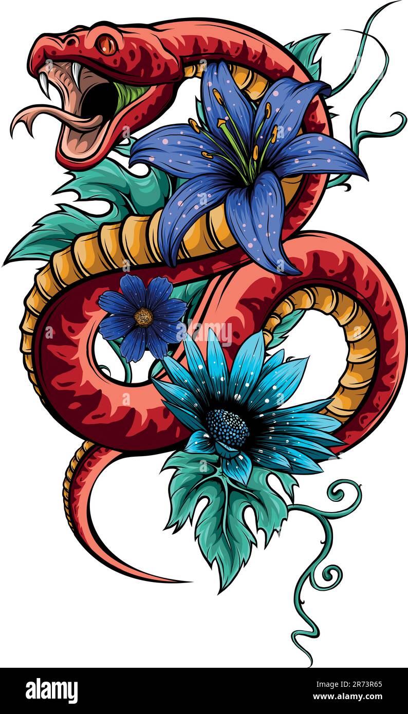 Colorful hand drawn vector illustration of snake Stock Vector Image ...