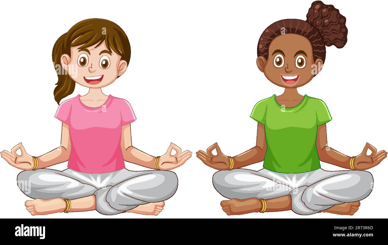Female cartoon practice meditation illustration Stock Vector Image ...