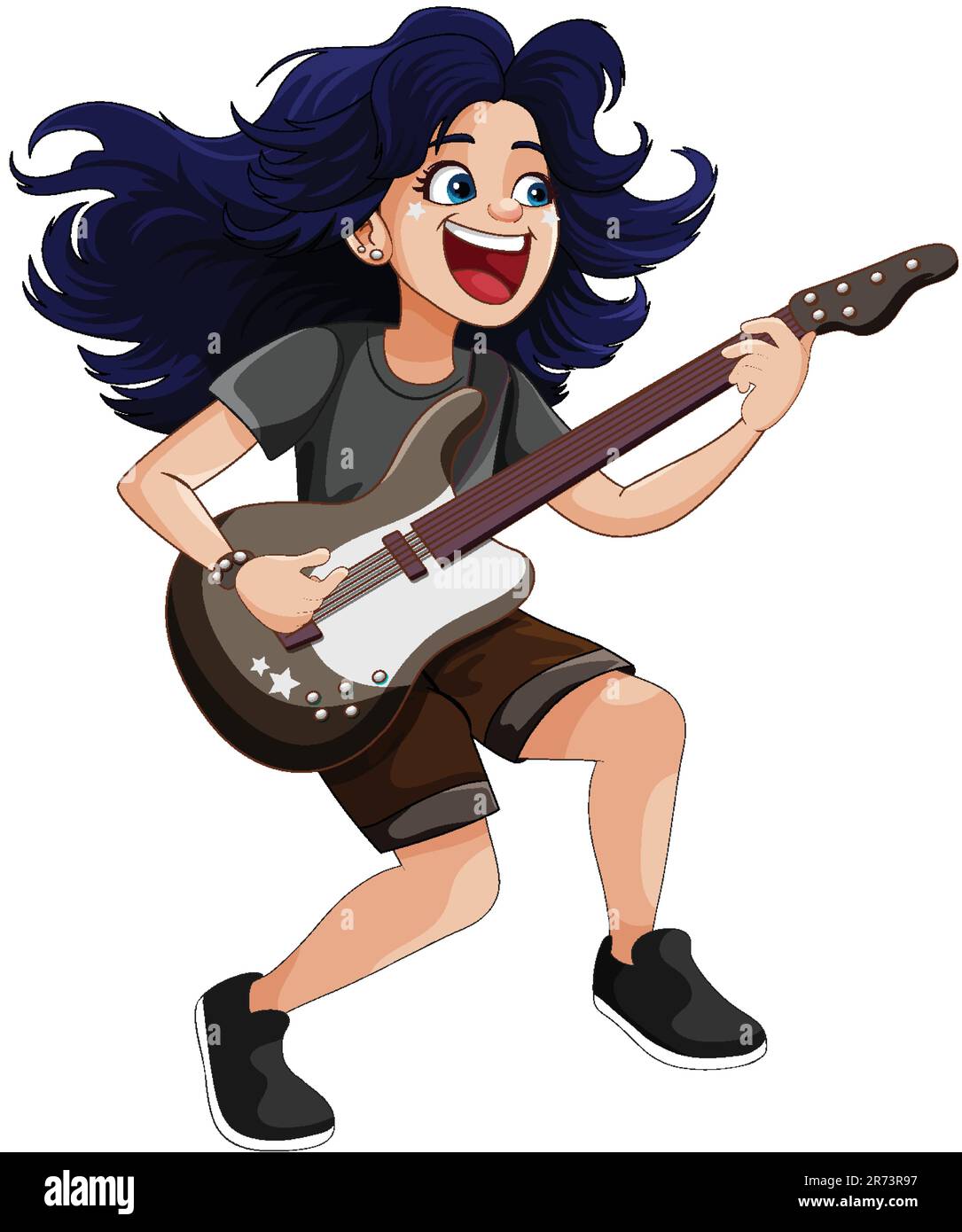 Female rock musician playing bass illustration Stock Vector Image & Art ...