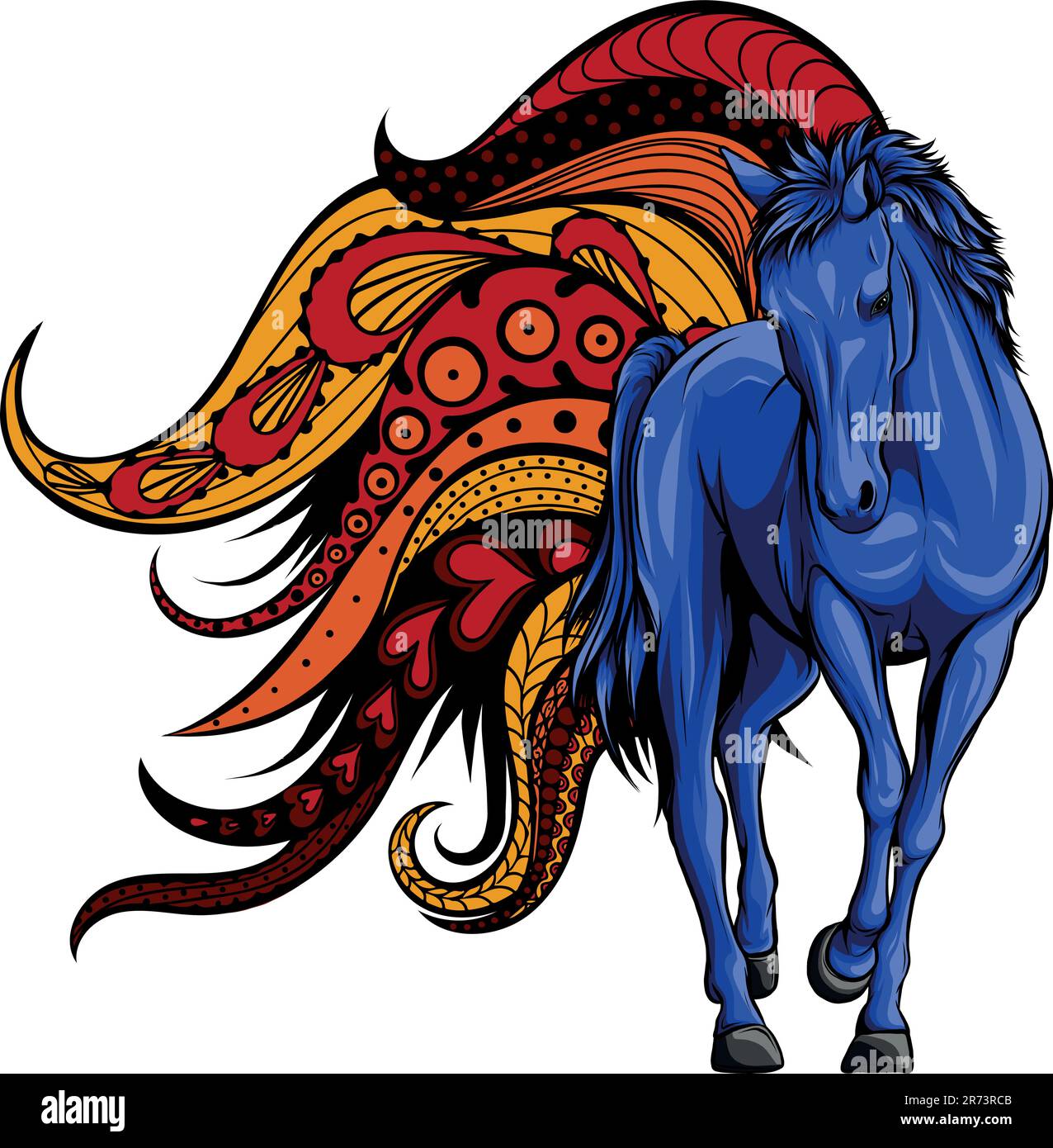 vector illustration of colored horse hand draw Stock Vector Image & Art ...