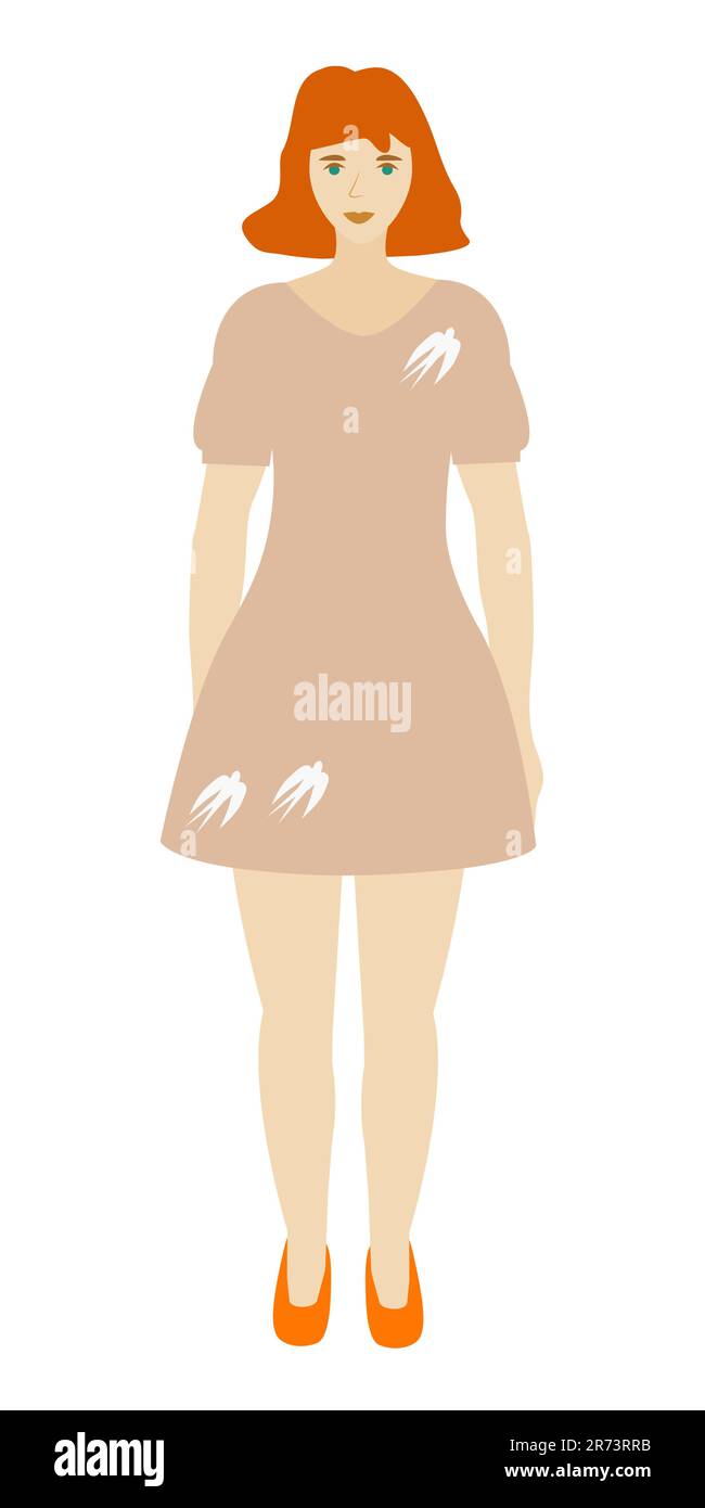 Full length portrait of girl illustration Design element Vector ...